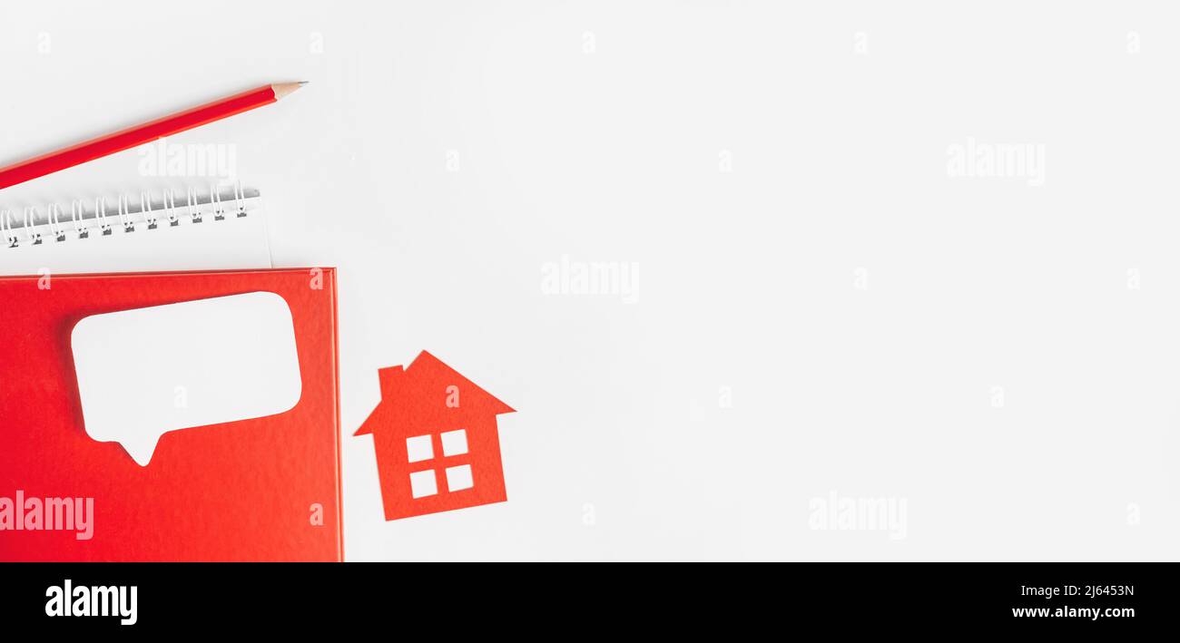 Sweet home. Estimating and paying house tax. Mock up with red house ...