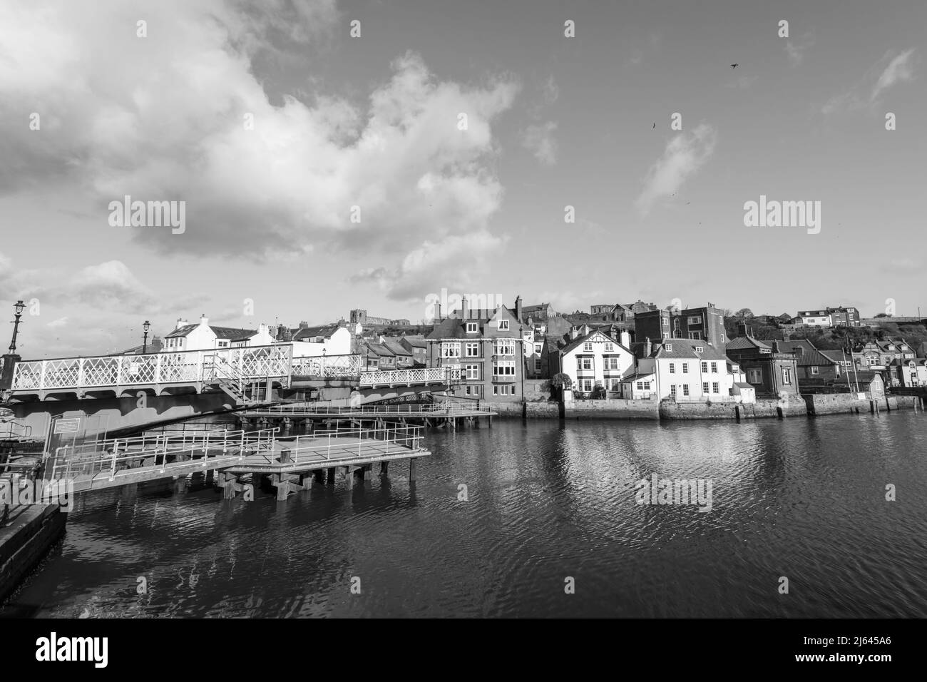 Black and white photo of Whitby swing bridge in Whitby in North ...
