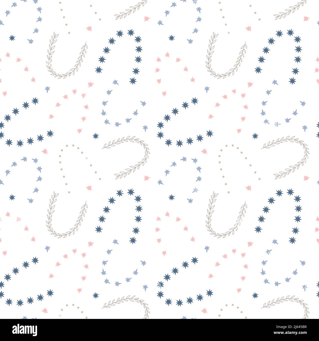 Bohemian style rainbow, stars, polka dot seamless pattern, simple ...