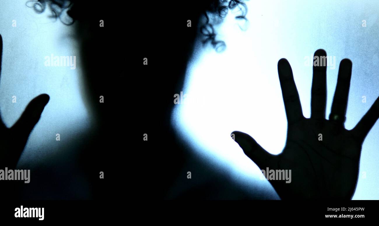 Mental disorder concept, shadow of person imprisoned behind glass Stock ...