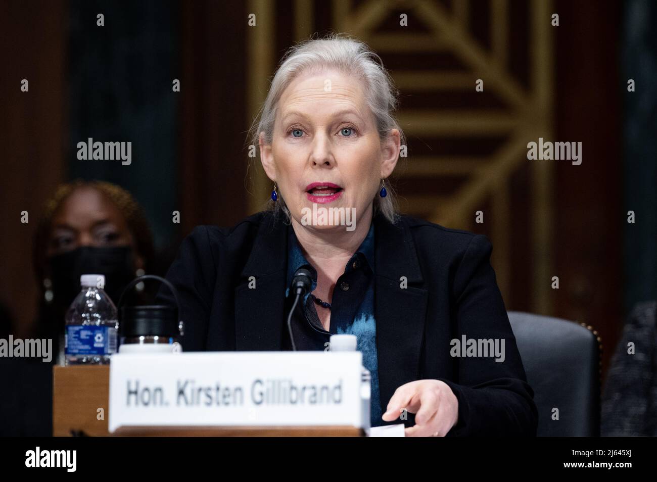 U.S. Senator Kirsten Gillibrand (D-NY) speaking at a hearing of the ...