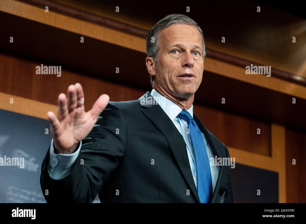 U.S. Senator John Thune (R-SD) speaking at a press conference about ...
