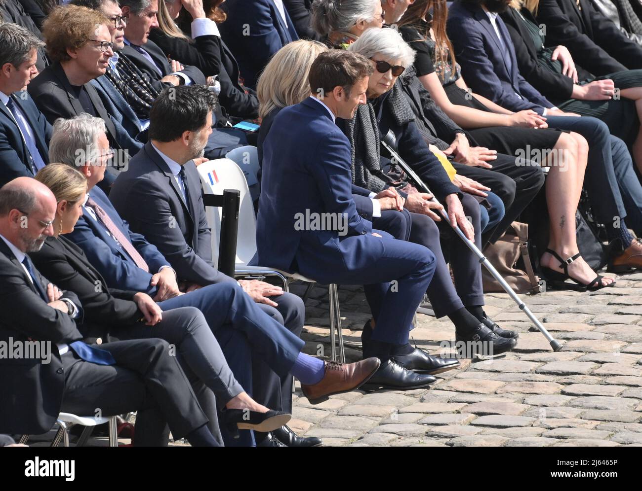 Paris, France. 27th Apr, 2022. French President Emmanuel Macron, his ...