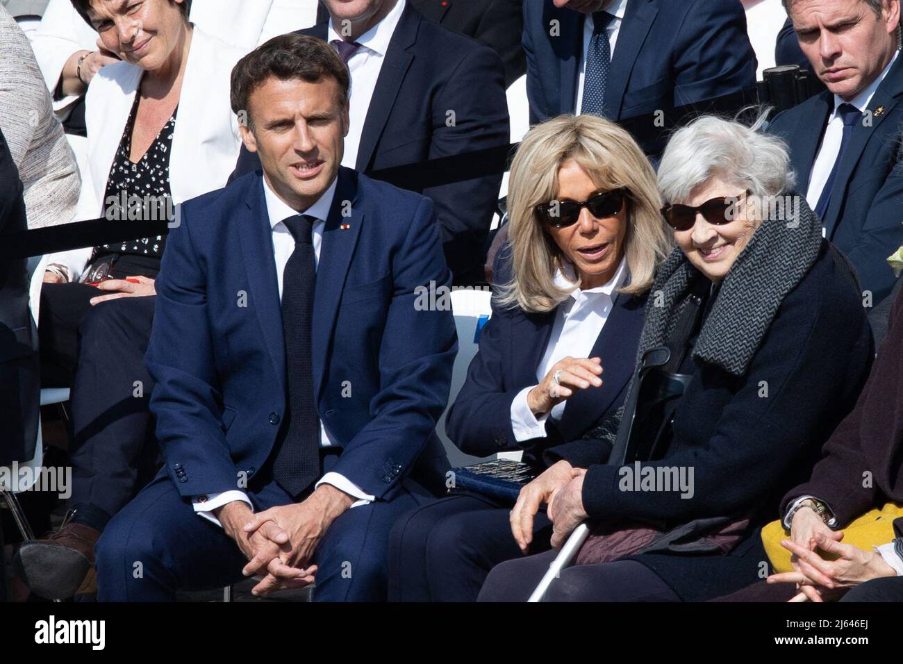 Paris, France. 27th Apr, 2022. French President Emmanuel Macron, his ...