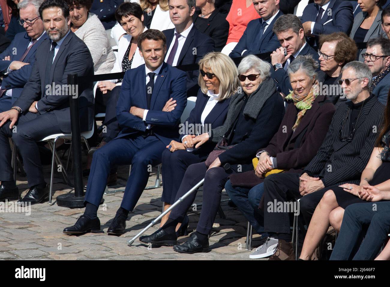 Paris, France. 27th Apr, 2022. French President Emmanuel Macron, his ...