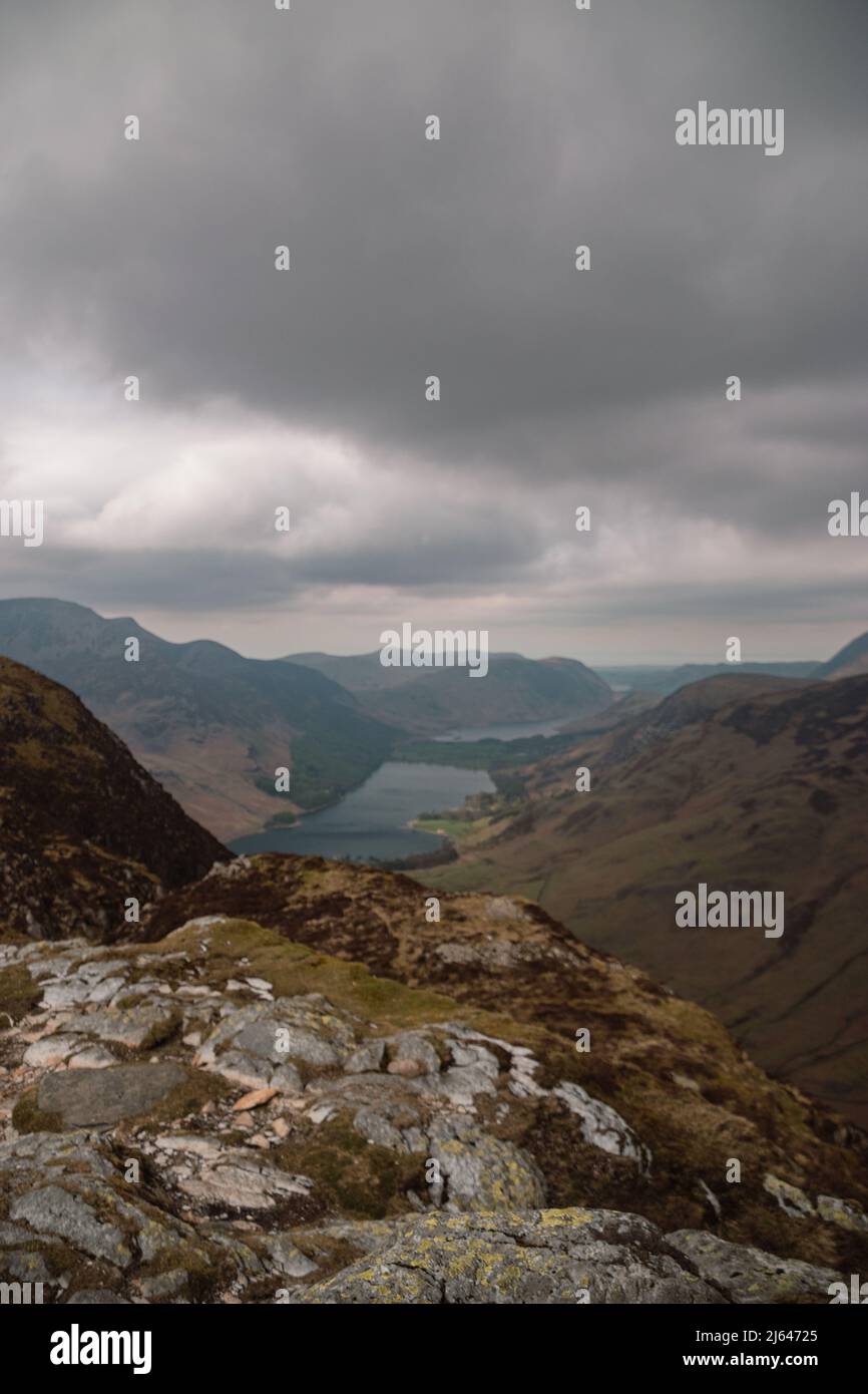 Buttermere Valley seen from the famous Haystacks ridgeline and ...