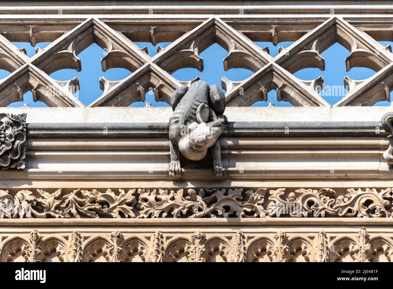 Gargoyle, animal detail on Westminster Abbey. Gothic abbey church in ...