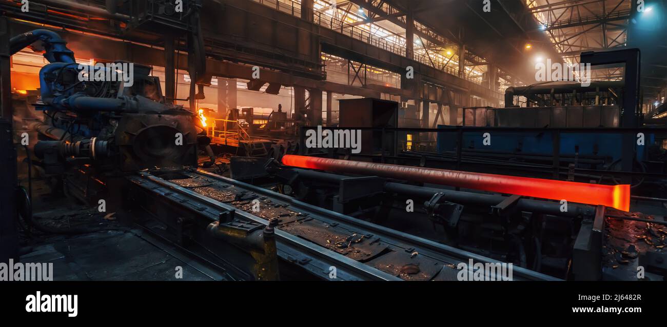 Production process of cast iron water pipes at industrial steel mill ...