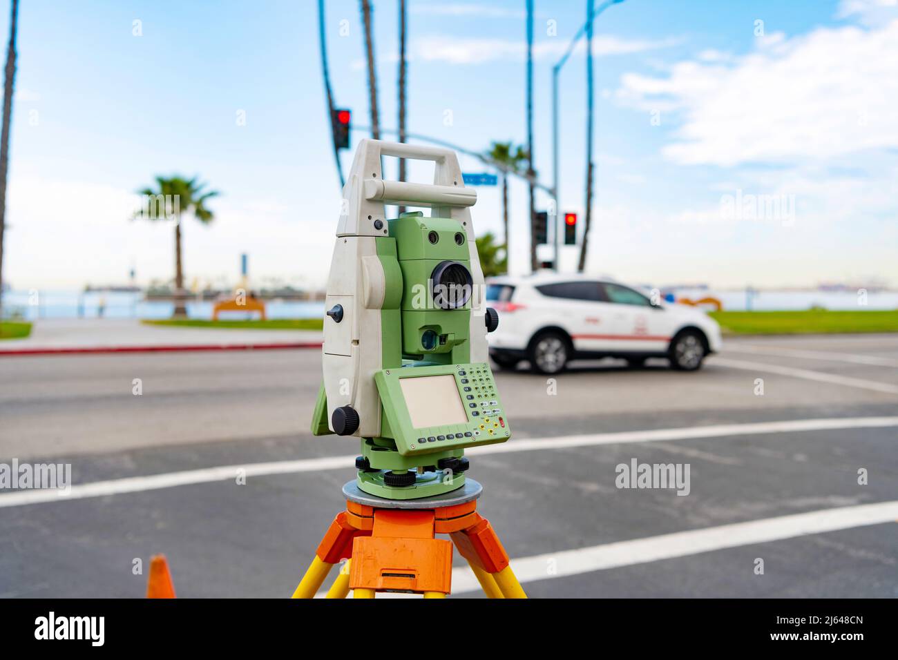 level optical instrument for surveying. concept of leveling Stock Photo ...