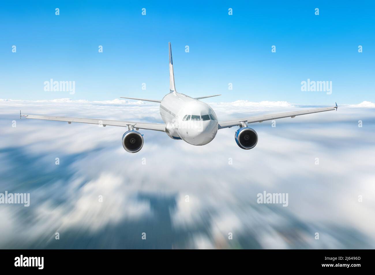 Airplane in the sky above the clouds flight journey sun height speed ...