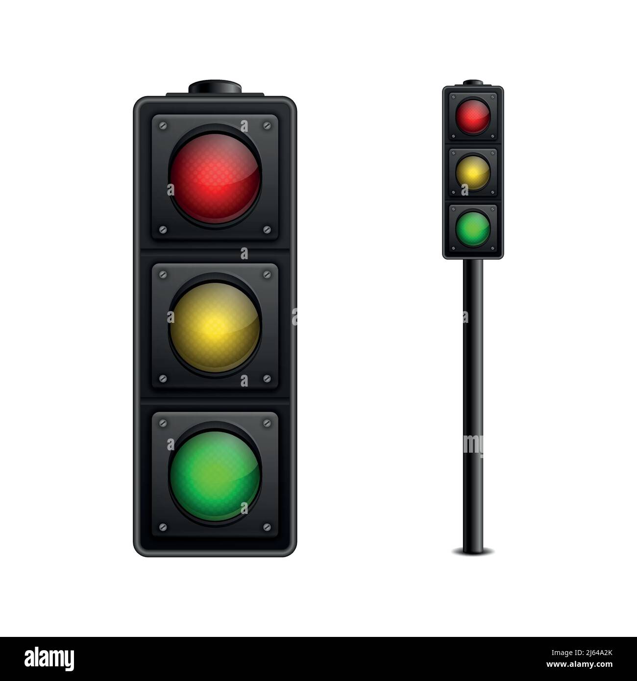 Vector 3d Realistic Detailed Road Traffic Light Icon Set Isolated ...