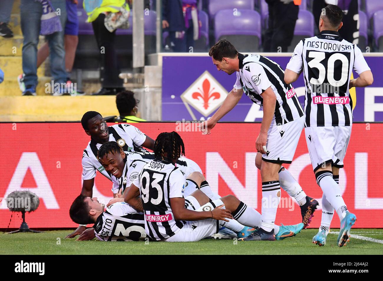 Udinese Calcio players celebrate after a goal during the italian soccer ...