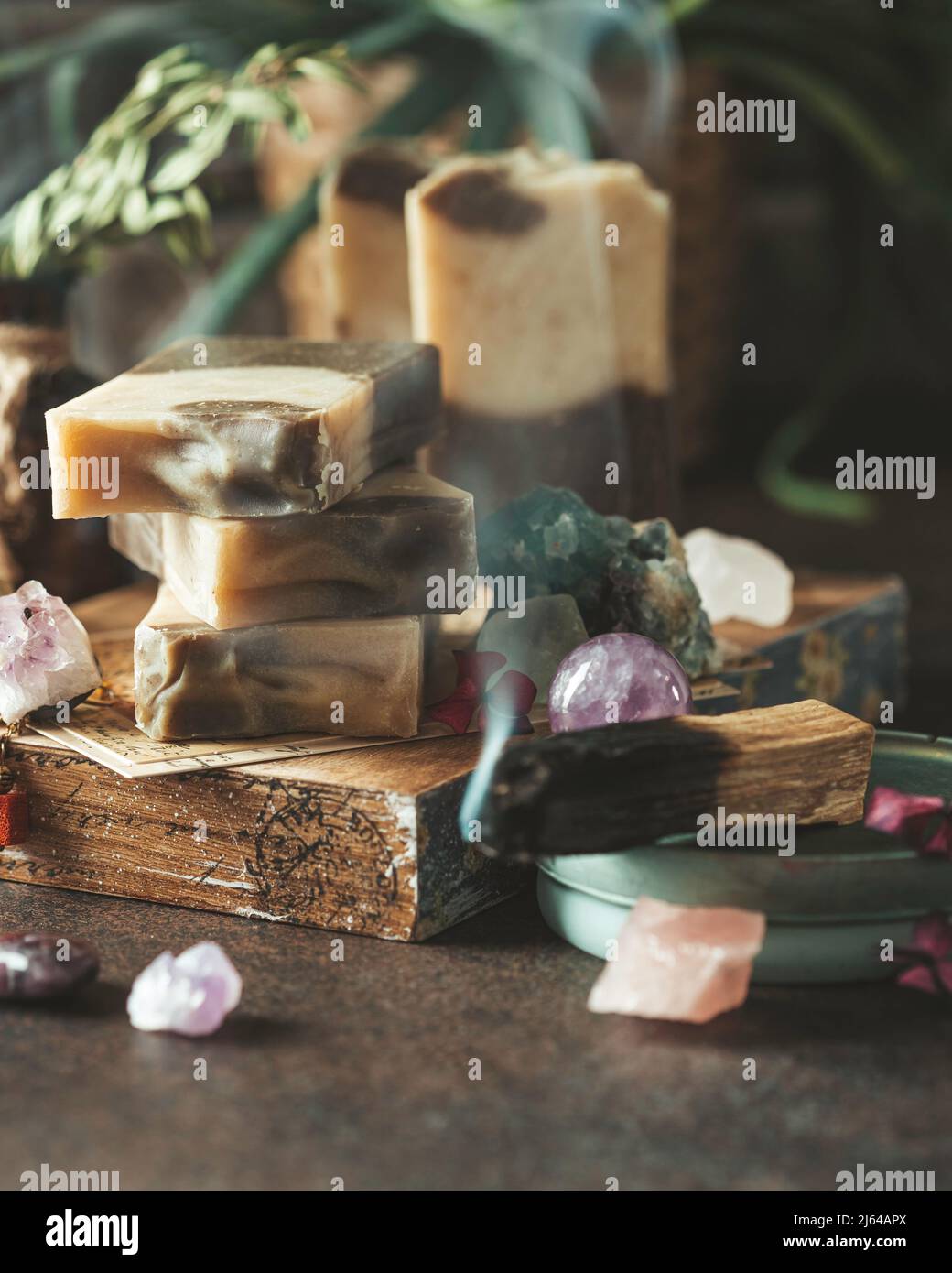 Palo Santo, holy sacred tree stick, burning with aroma smoke. Healthy ...