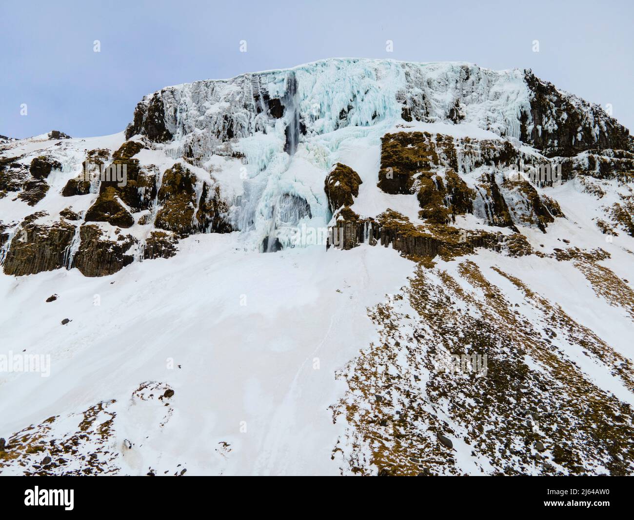 Aerial photograph of Bjarnarfoss waterfall, on the Sn¾fellsnes ...