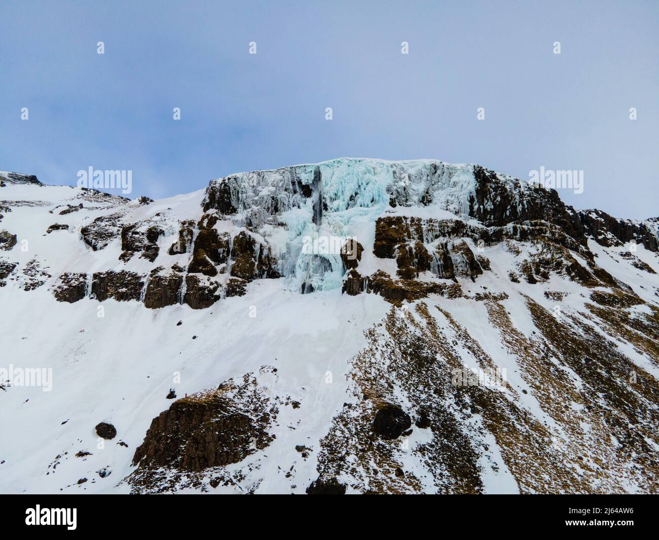 Aerial photograph of Bjarnarfoss waterfall, on the Sn¾fellsnes ...