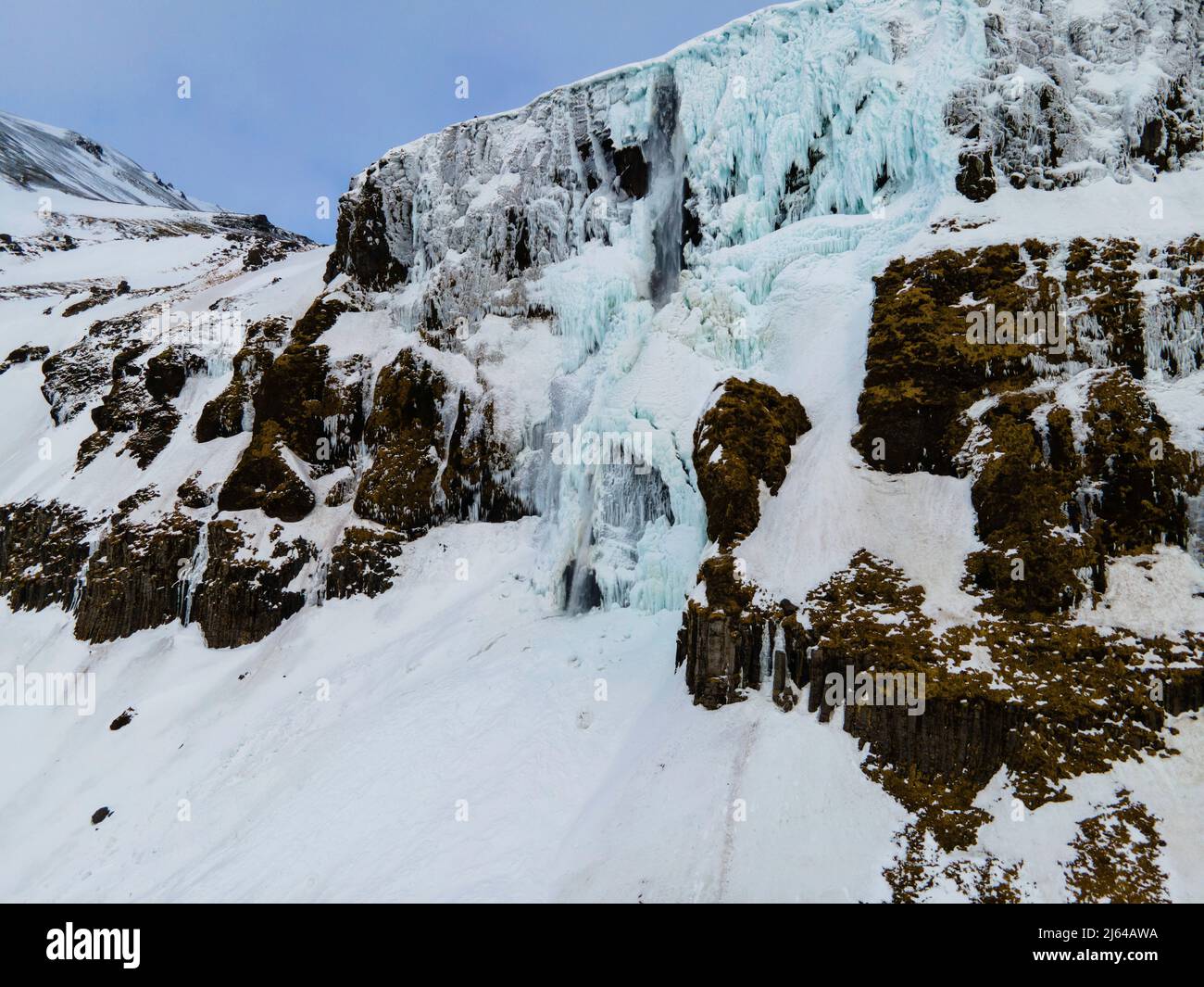 Aerial photograph of Bjarnarfoss waterfall, on the Sn¾fellsnes ...