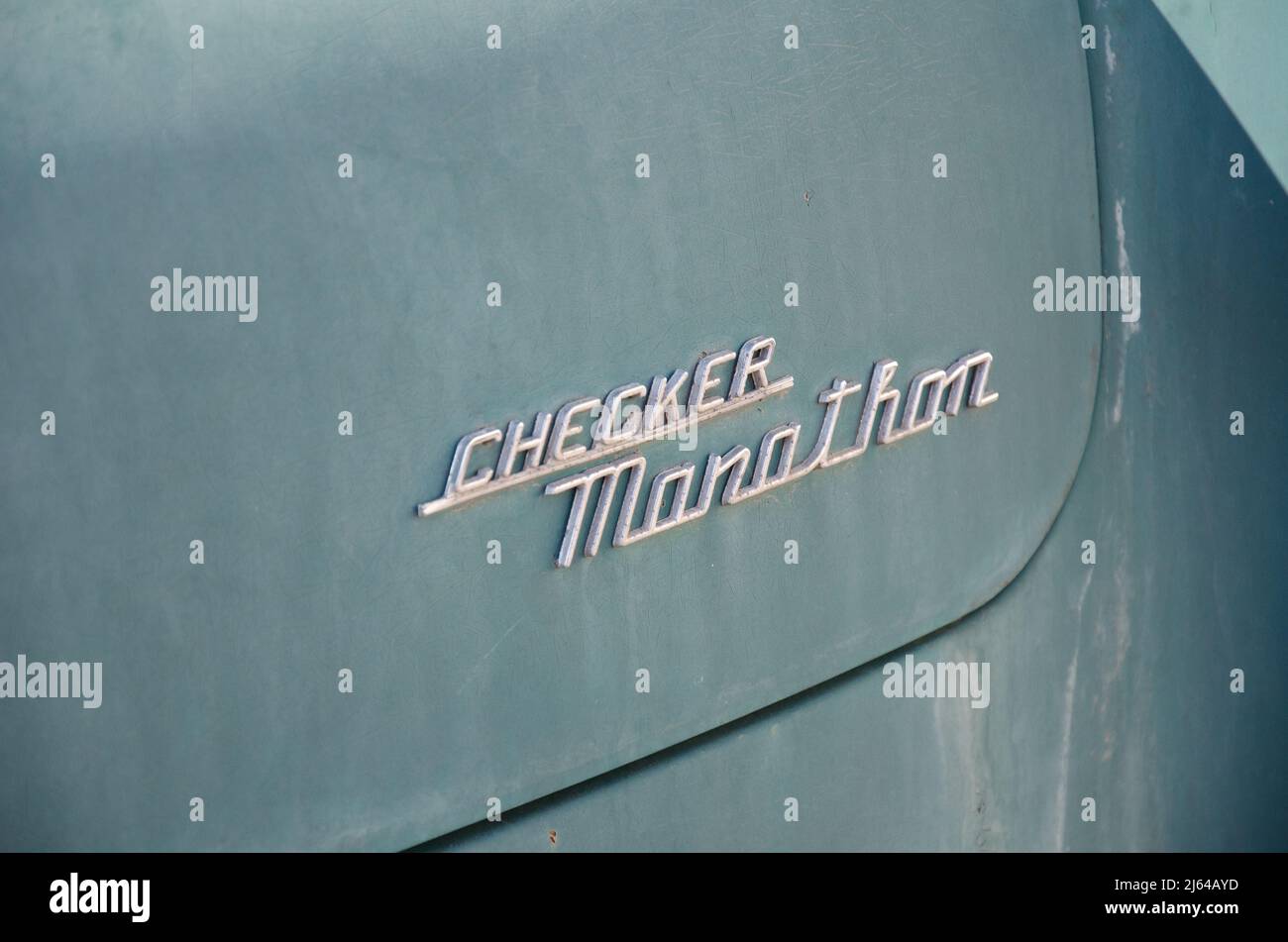 Checker Motors Corporation car badge detail Stock Photo - Alamy