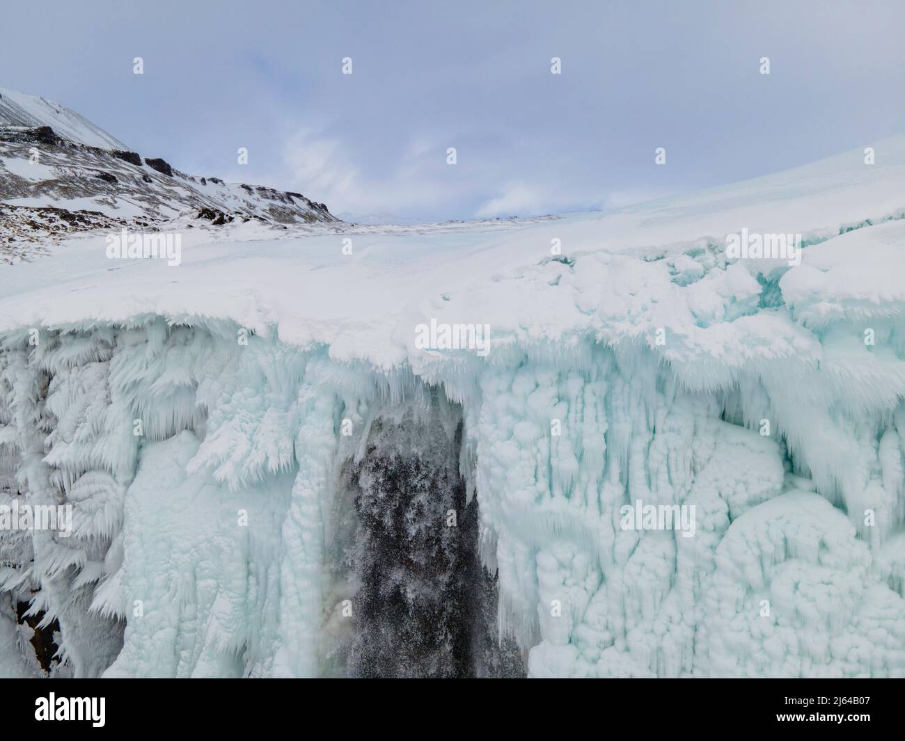 Aerial photograph of Bjarnarfoss waterfall, on the Sn¾fellsnes ...