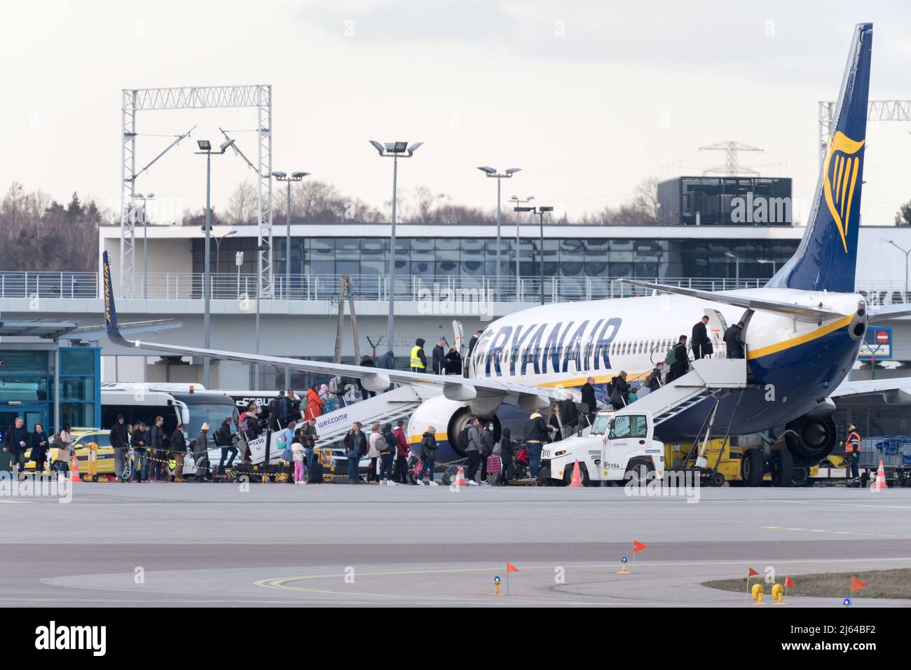 Low cost airline Ryanair aircraft Boeing 737-800 in Gdansk, Poland ...