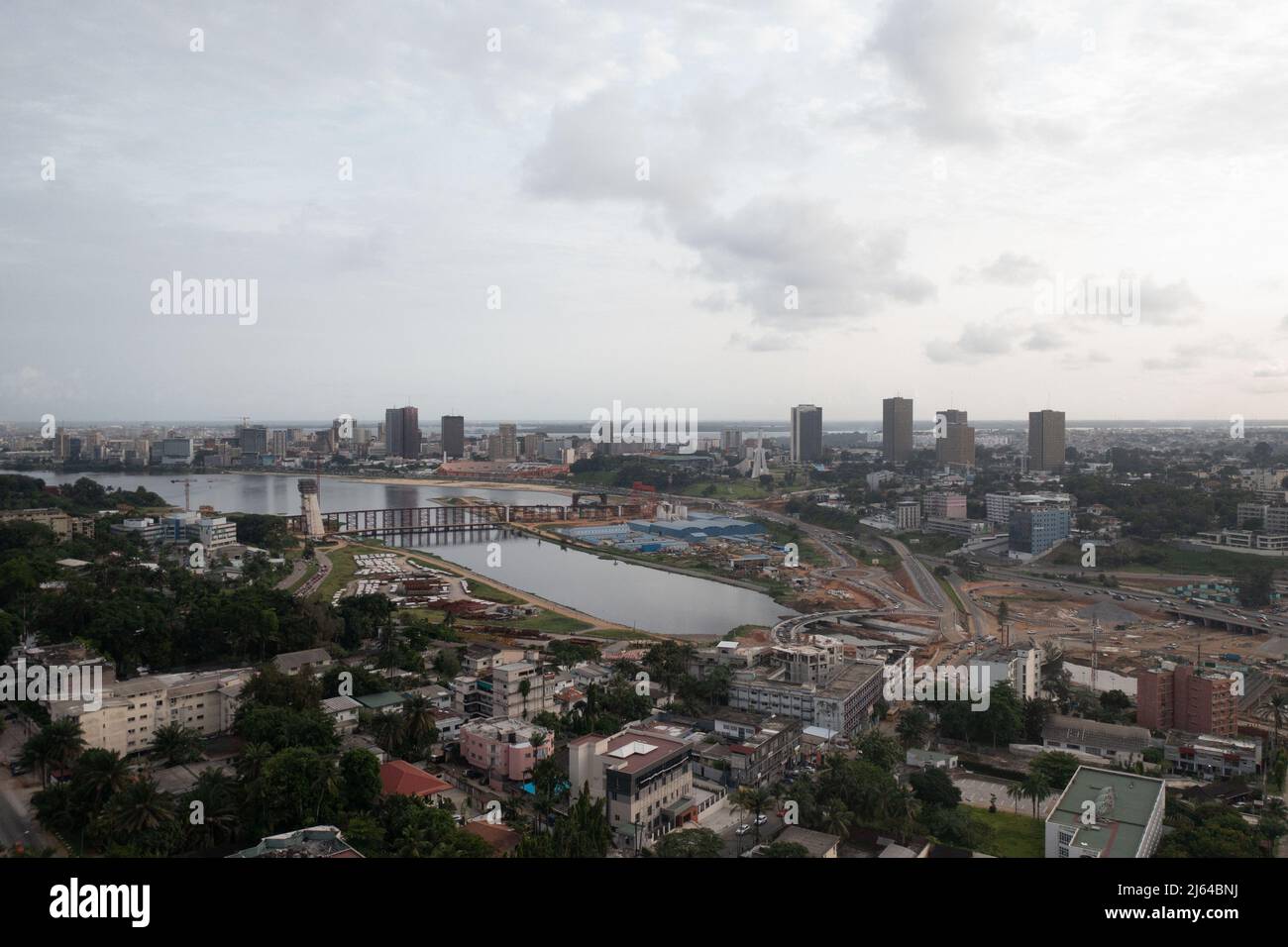 Ivory Coast's drone shot of Abidjan economic capital. The country is ...