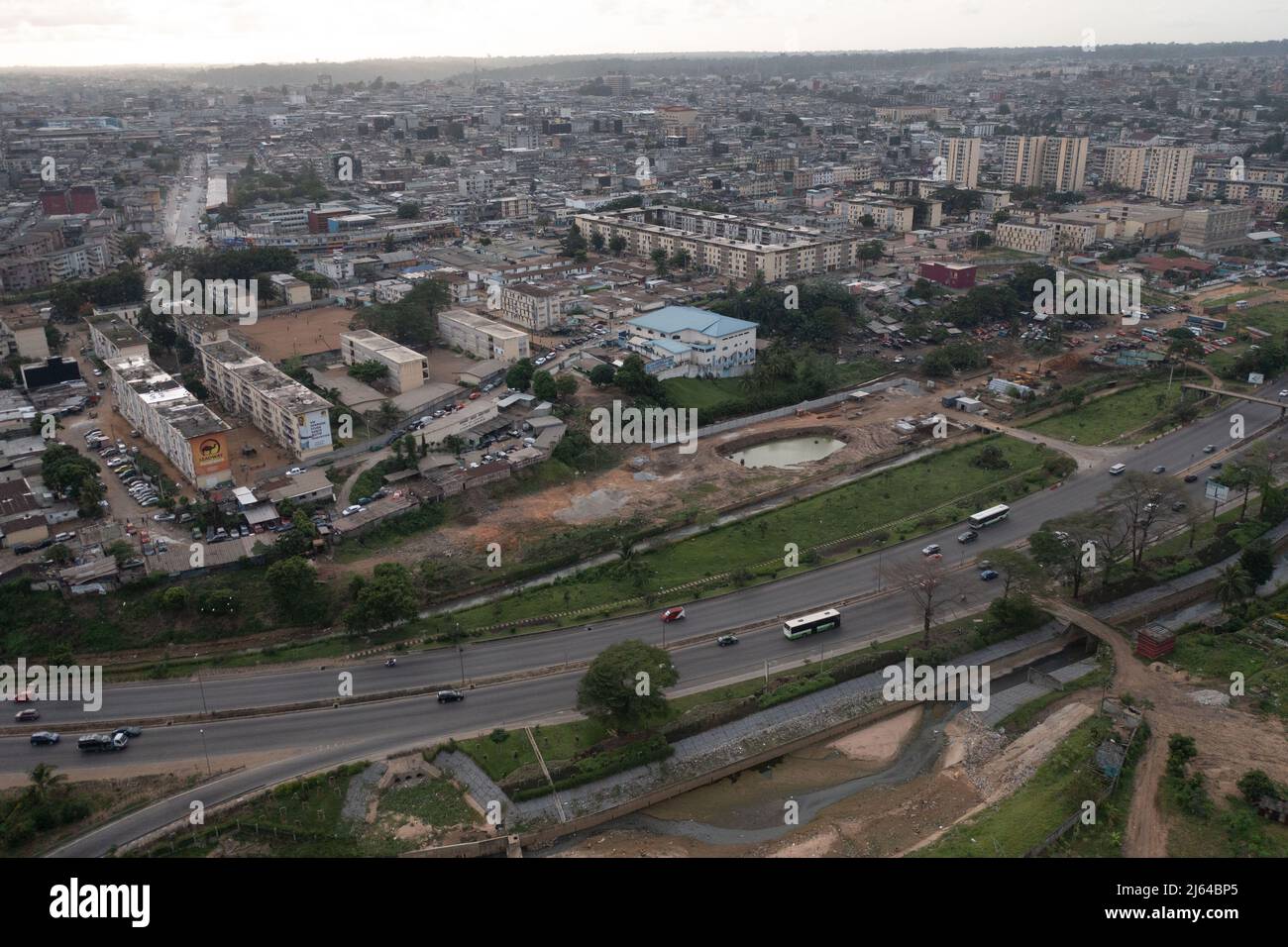 Ivory Coast's drone shot of Abidjan economic capital. The country is ...