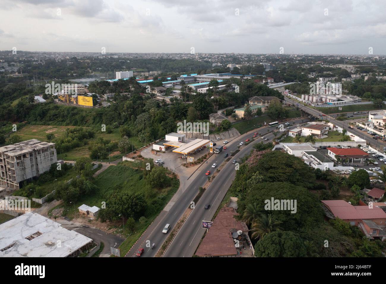 Ivory Coast's drone shot of Abidjan economic capital. The country is ...