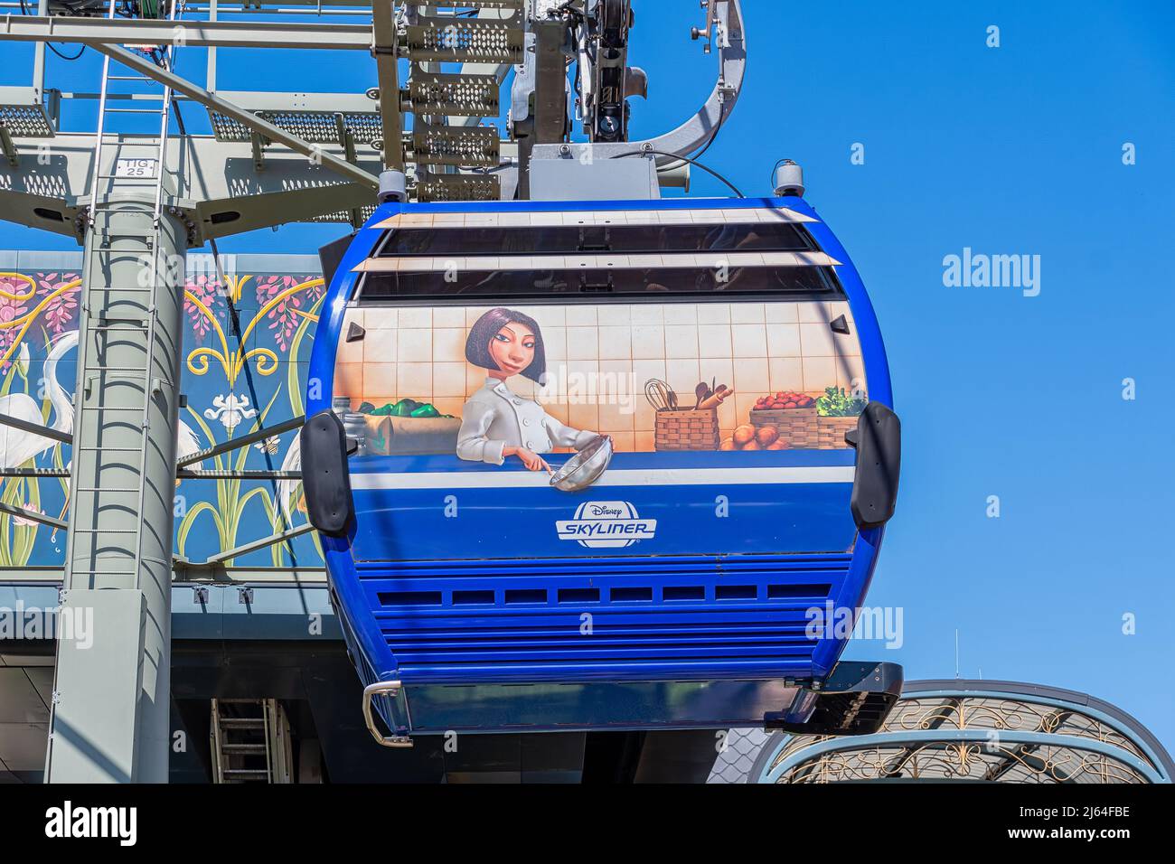 Disney Skyliner cable cars with character wrapping at Disney World ...