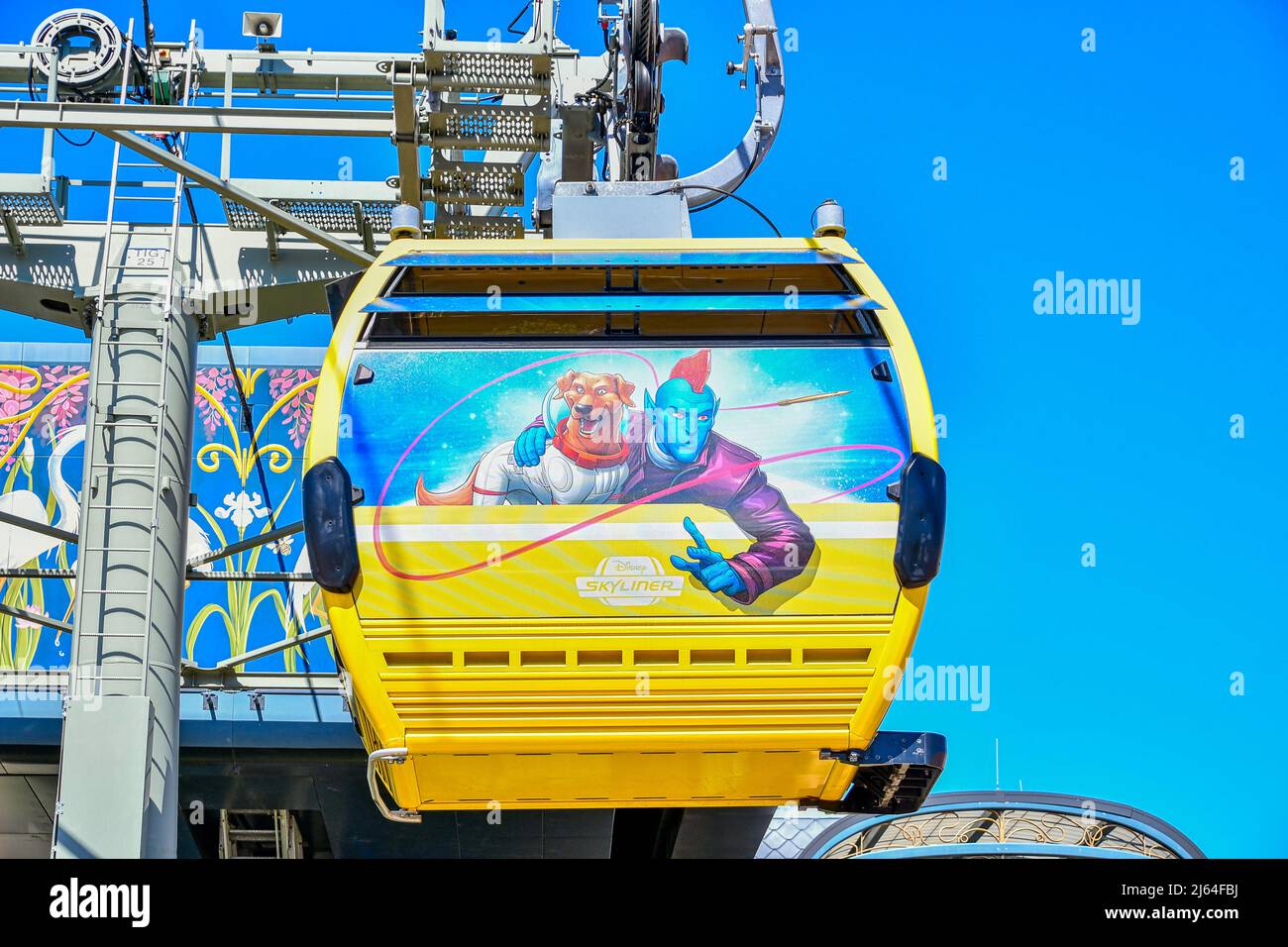 Disney Skyliner cable cars with character wrapping at Disney World ...