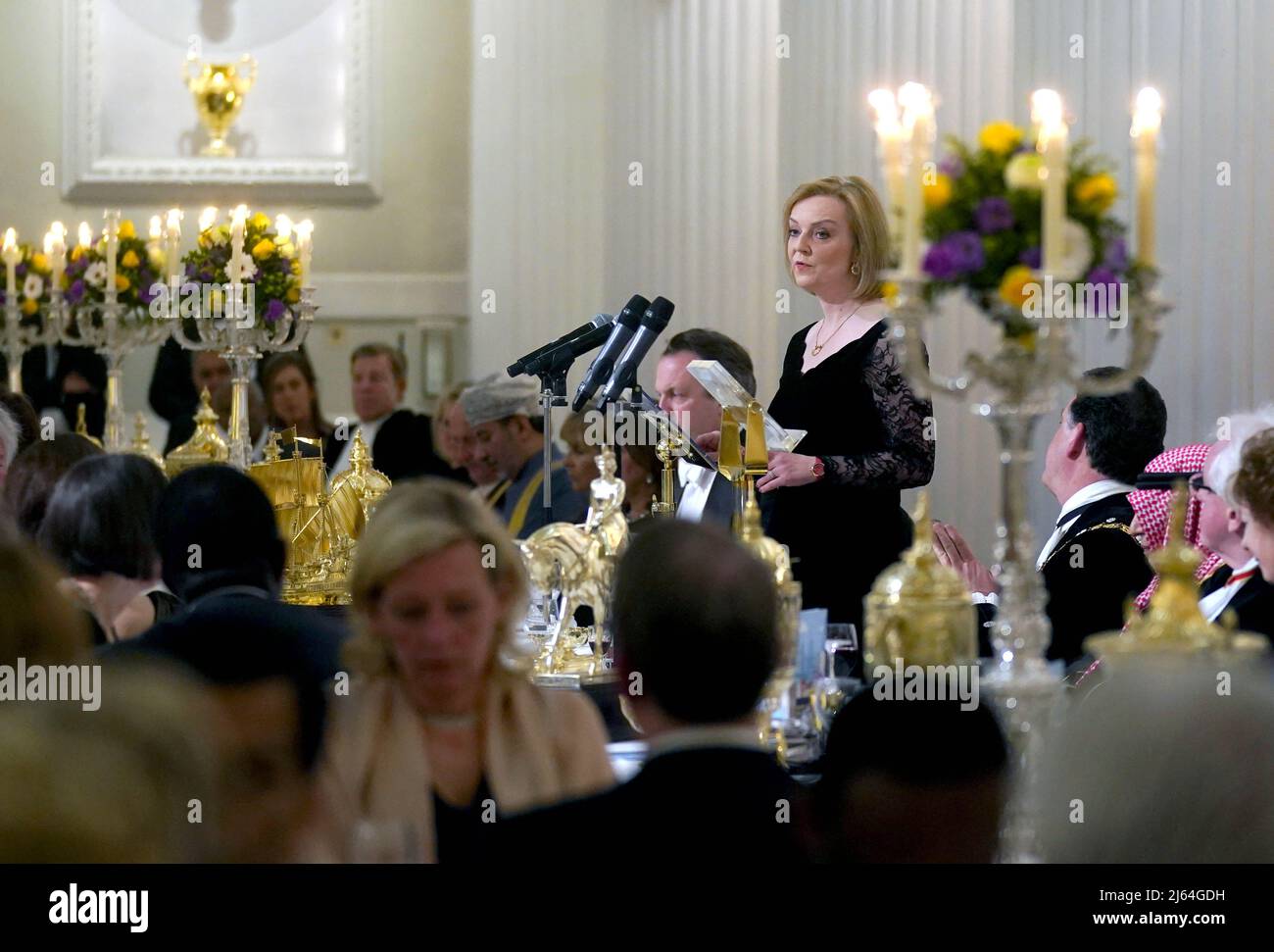 Foreign Secretary Liz Truss speaks at the Easter Banquet at Mansion ...