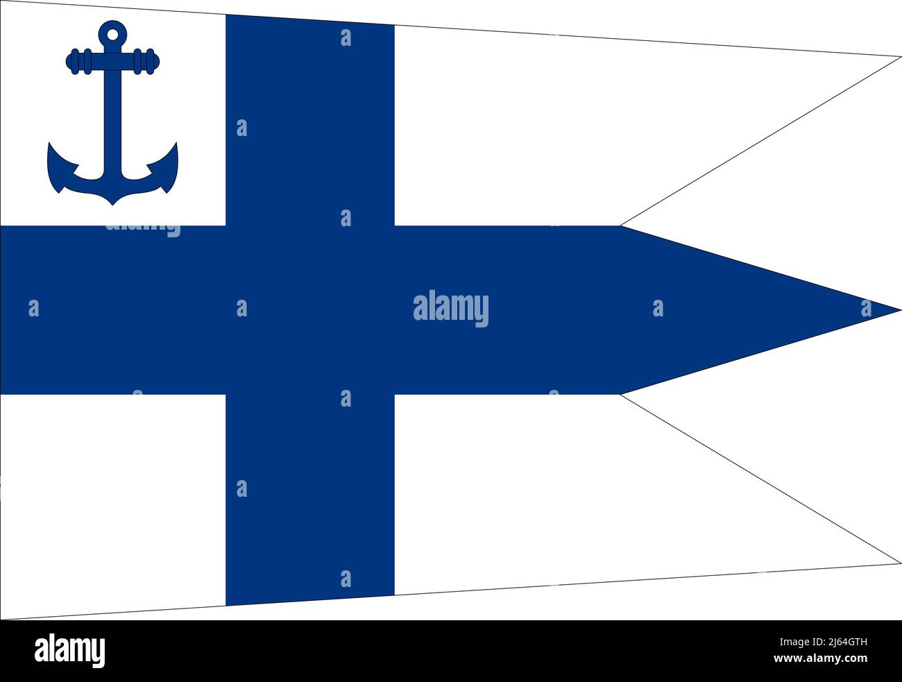 Top view of flag of Pennant of Commander of Naval Command, Finland ...