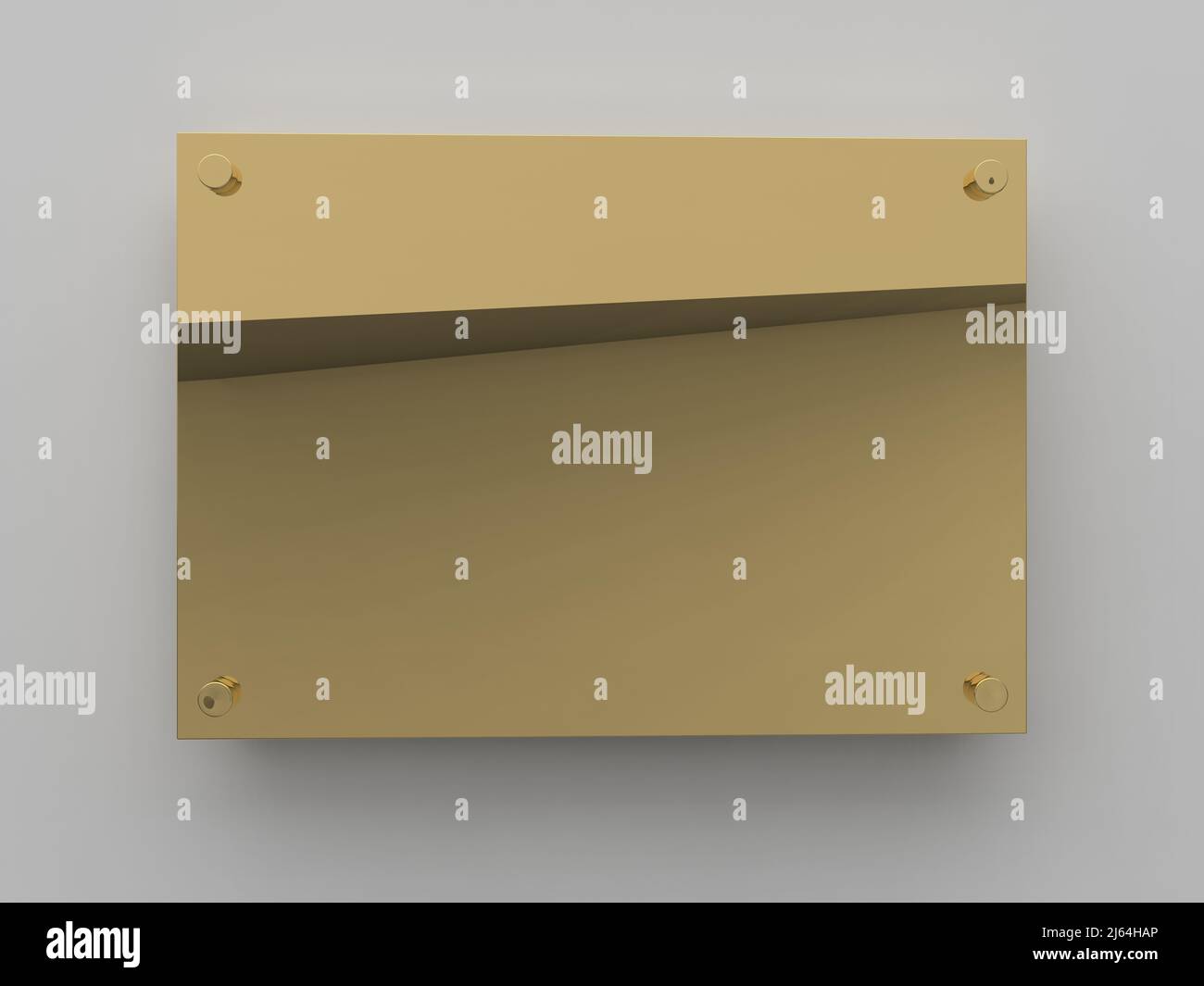 A4 polished gold nameplate plate. Plate on spacer metal holders. Board ...