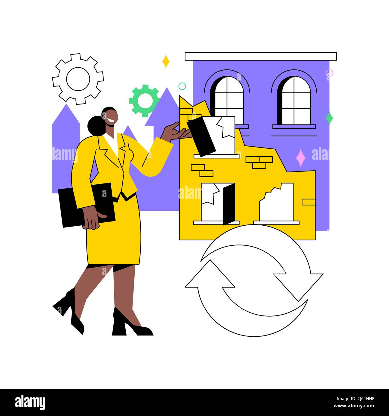 Old buildings modernization abstract concept vector illustration ...