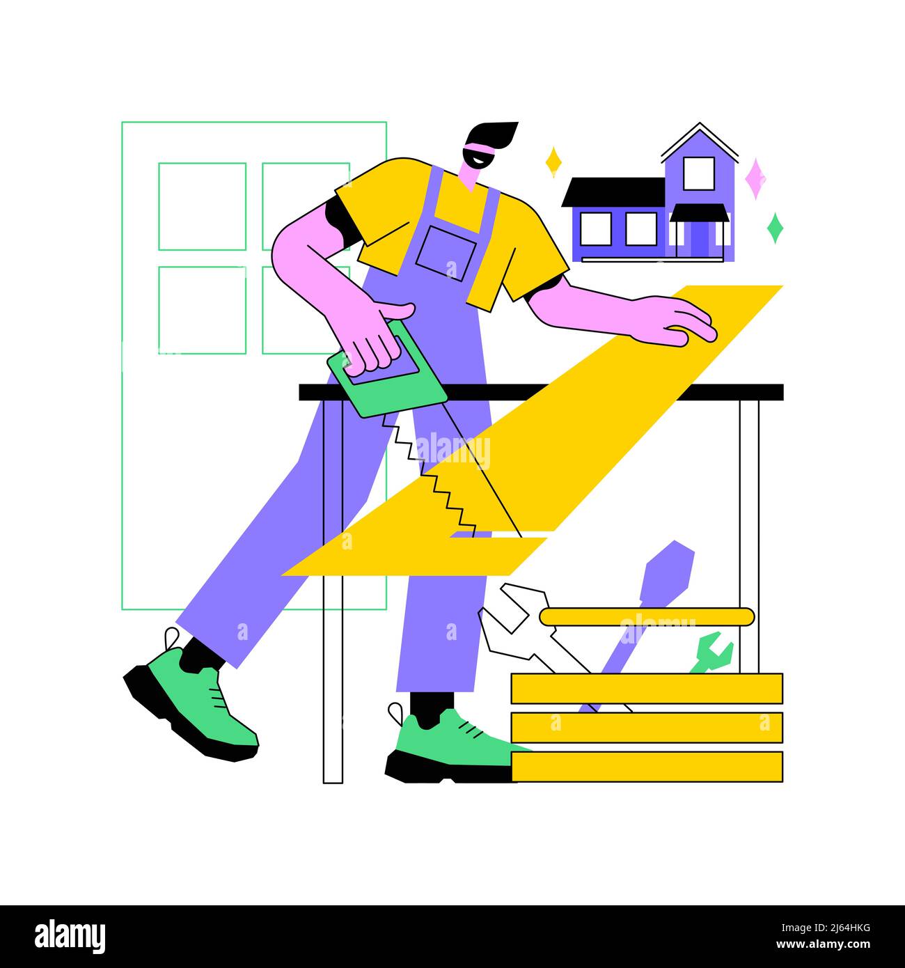 Carpenter services abstract concept vector illustration. Building ...