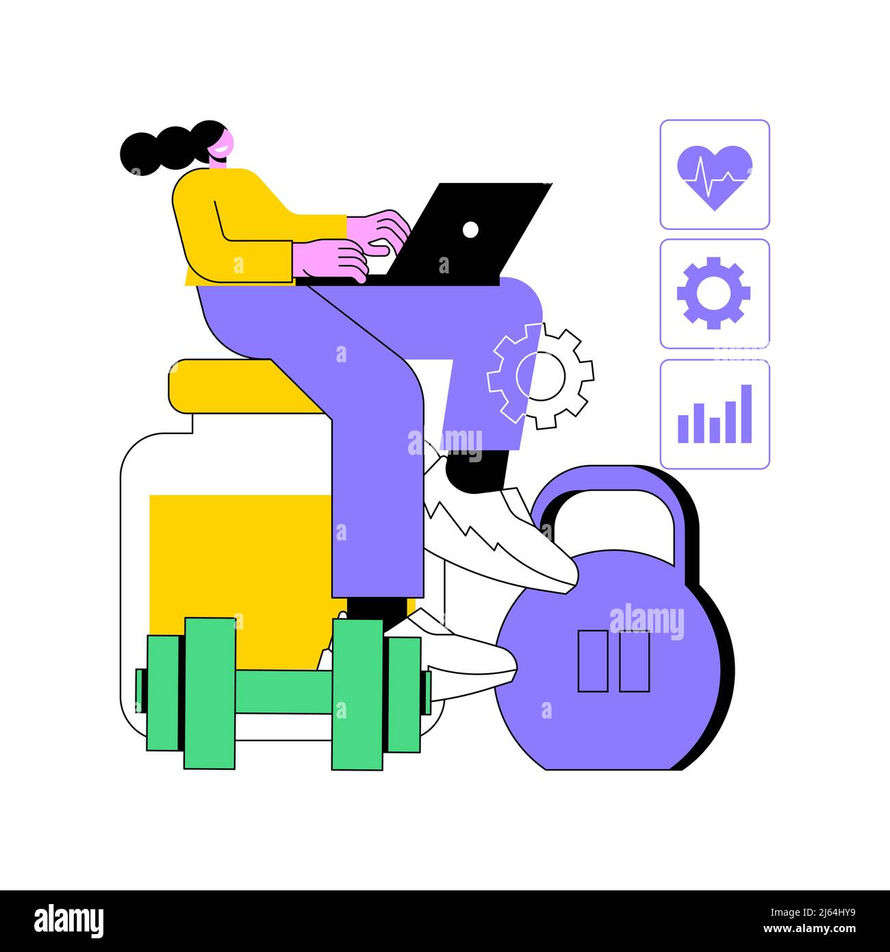 Fitness-focused workspace abstract concept vector illustration. Fitness ...