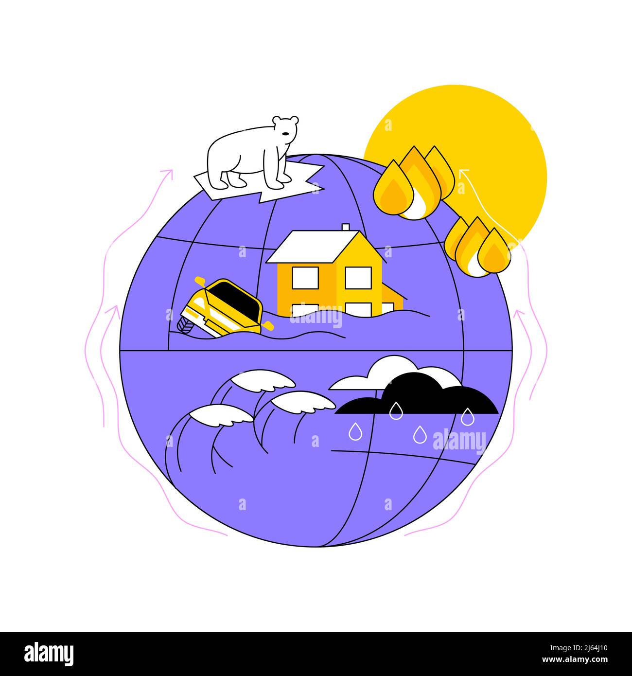 Sea level rise abstract concept vector illustration. World ocean rise ...