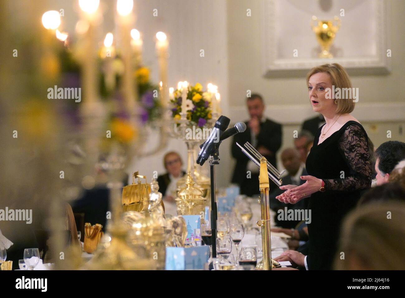 Foreign Secretary Liz Truss speaks at the Easter Banquet at Mansion ...