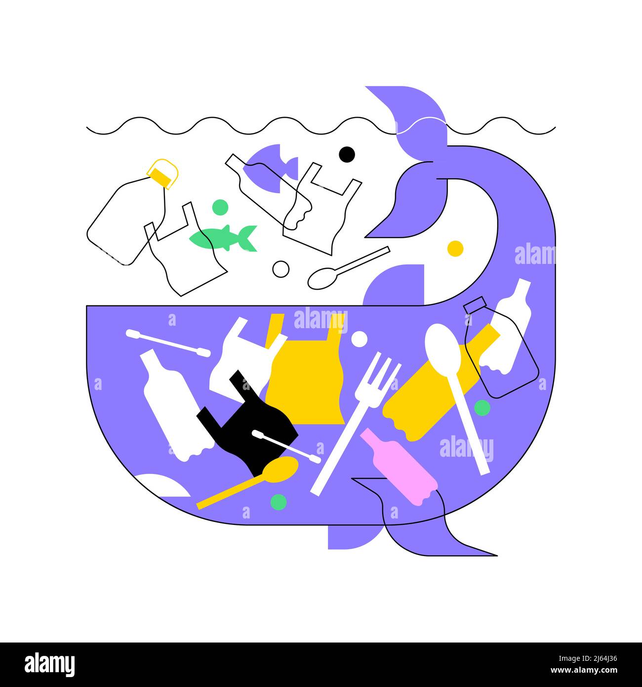 Plastic pollution abstract concept vector illustration. Plastic ocean ...