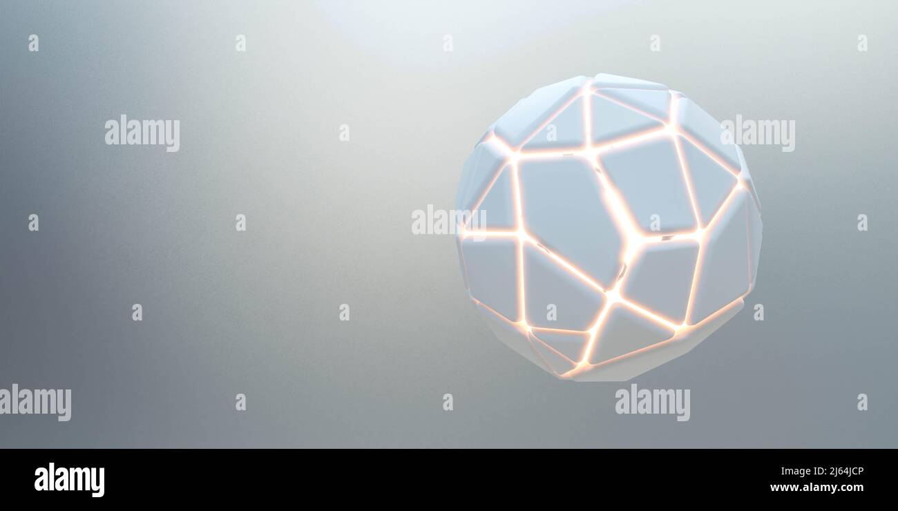 abstract technology surface geometric red glowing object on blue ...