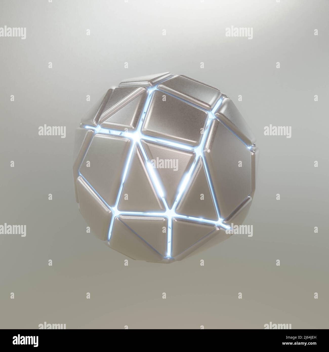 abstract technology surface geometric red glowing object on blue ...