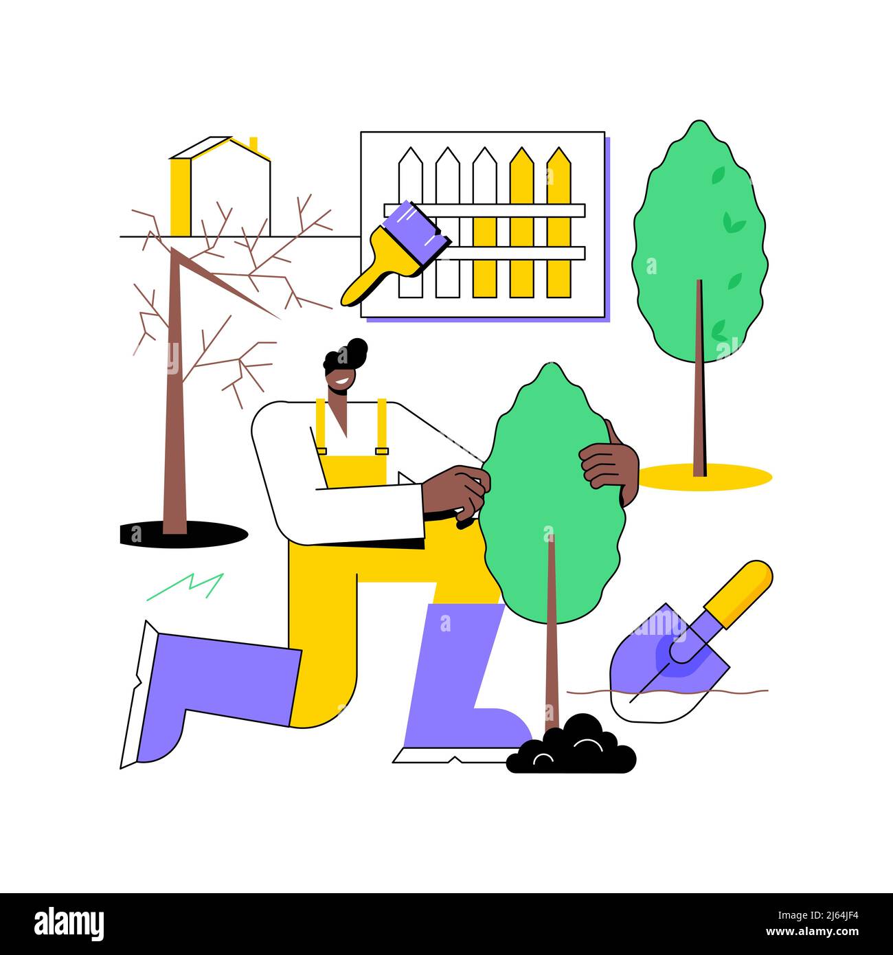 Garden renovation abstract concept vector illustration. Landscaping ...