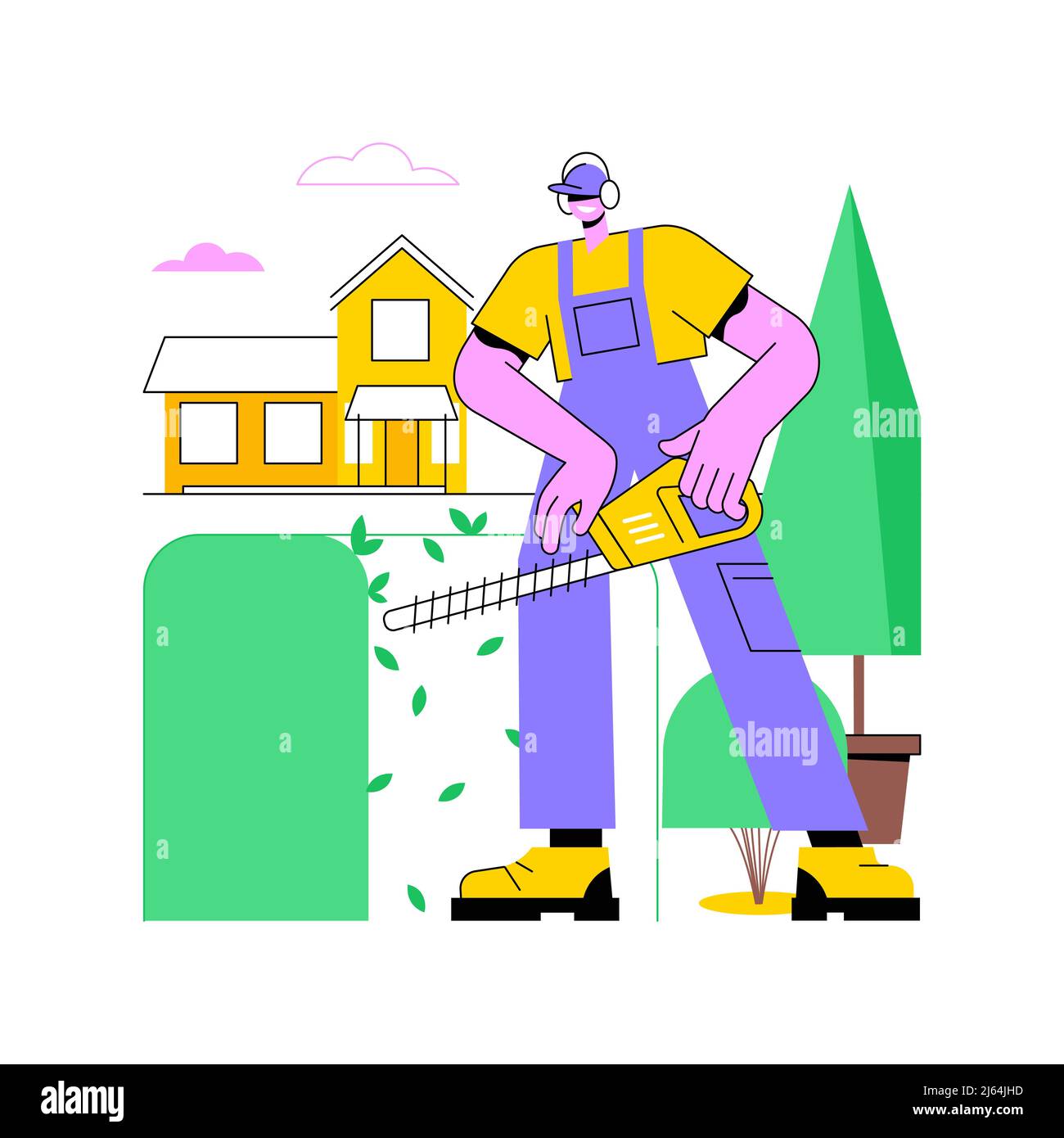 Hedge trimming abstract concept vector illustration. Hand shears, dead ...