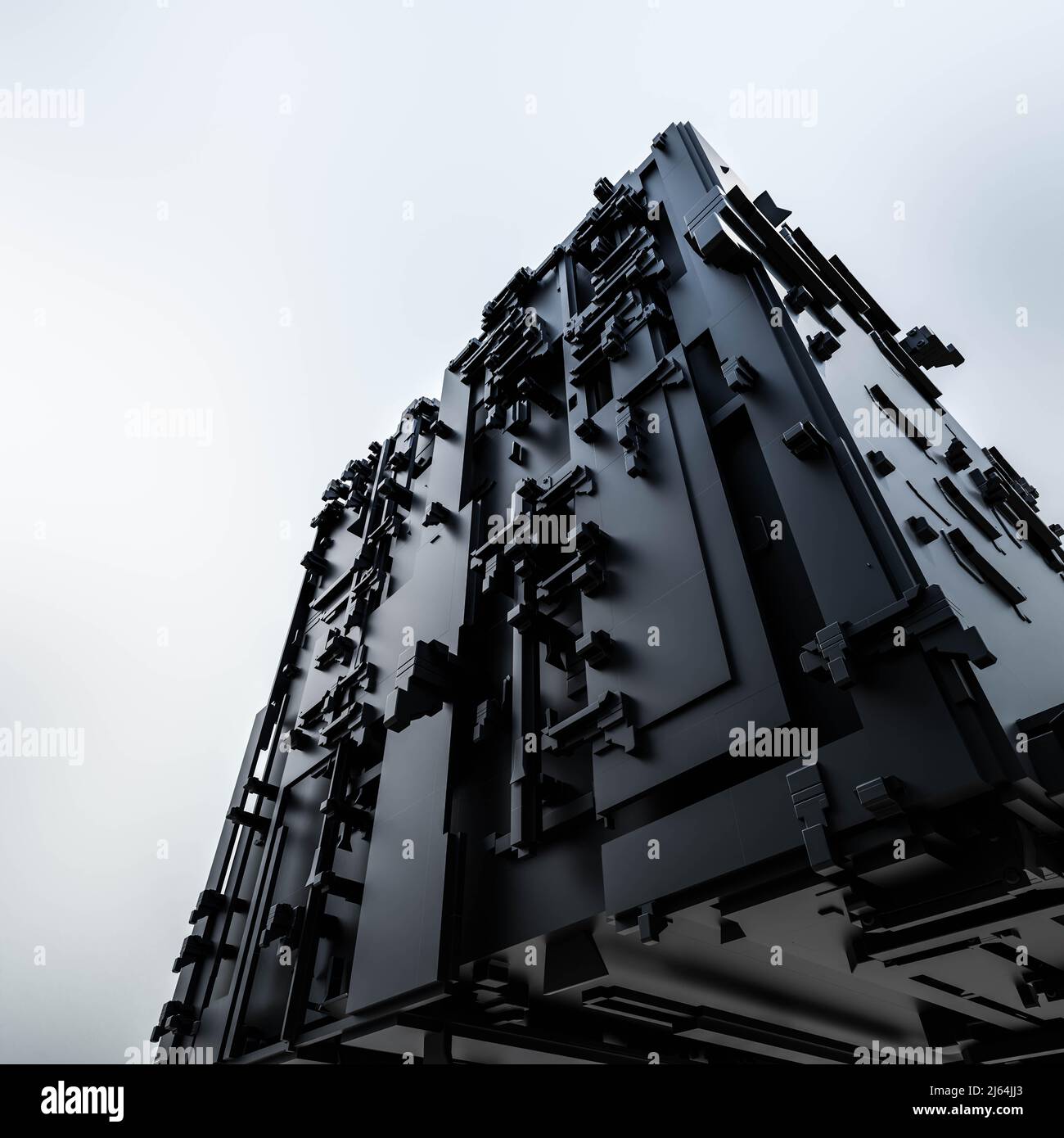 metal computer surface technology hardware geometric object with sky ...