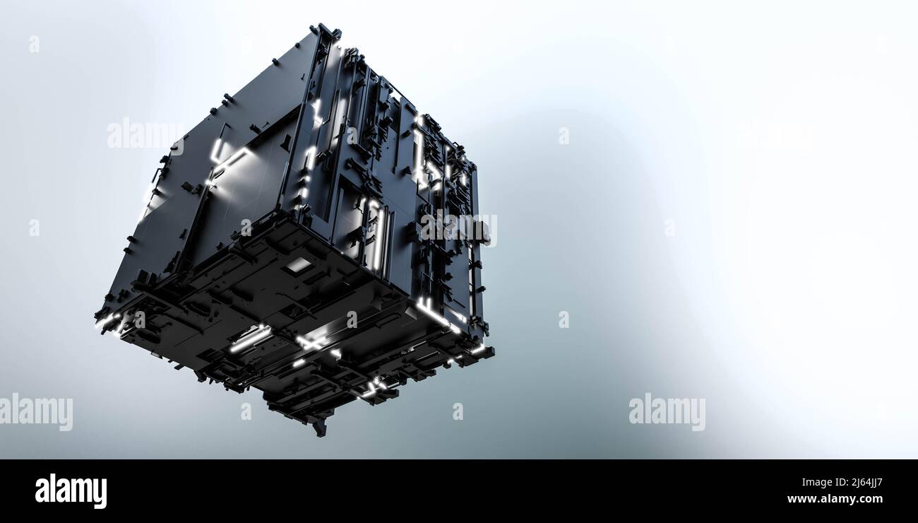 metal computer surface technology hardware geometric object with sky ...