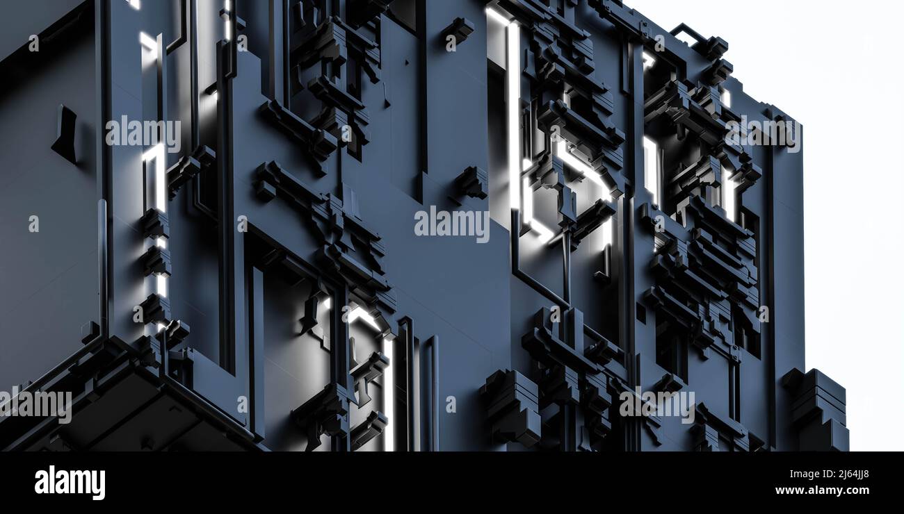 metal computer surface technology hardware geometric object with sky ...