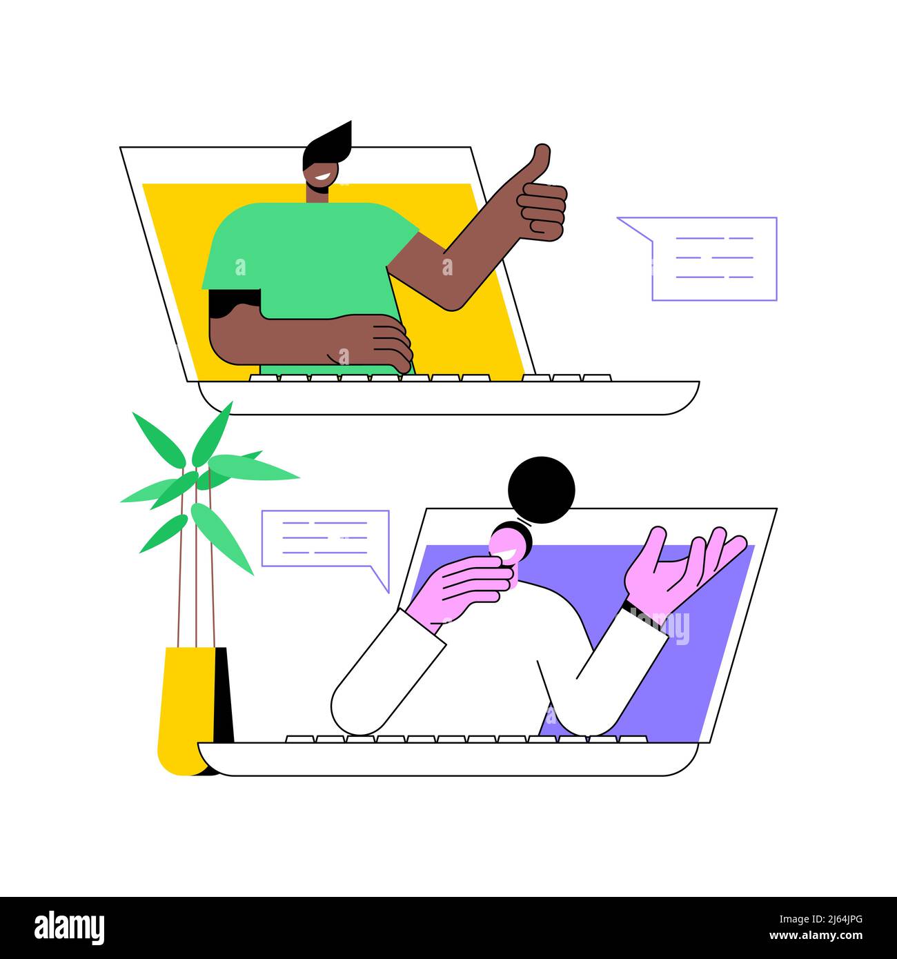 Online friends meeting abstract concept vector illustration. Social ...