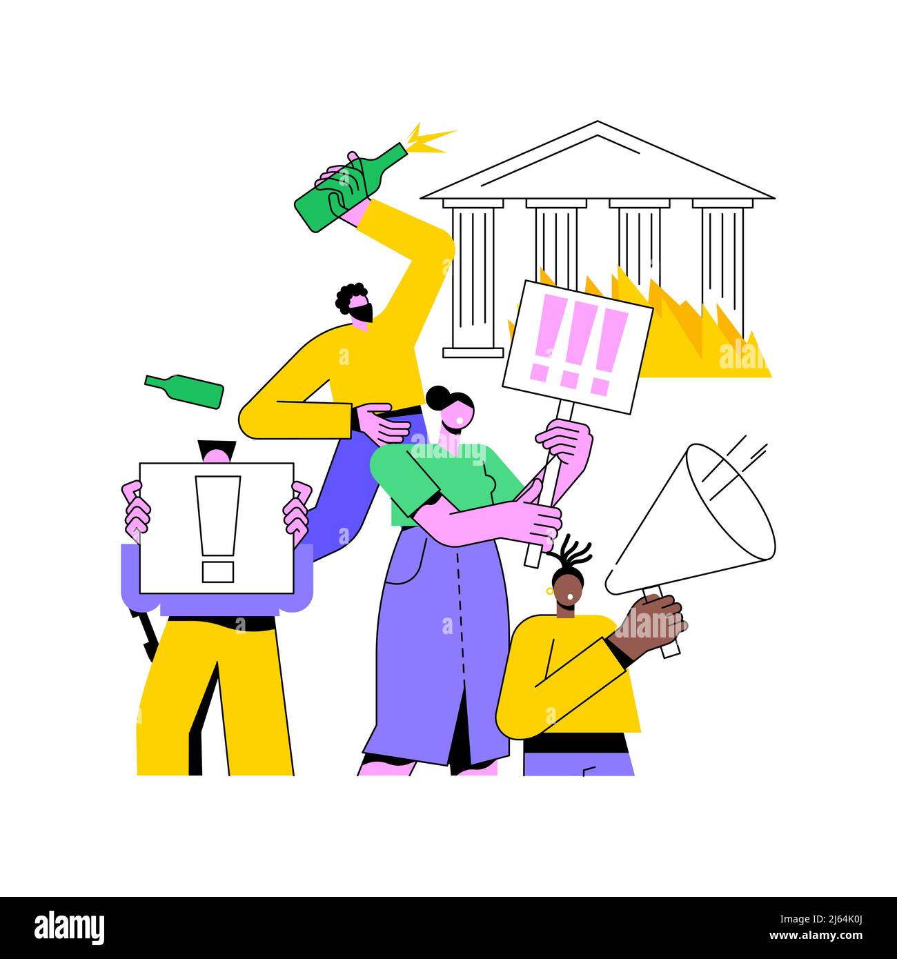 Mass riots abstract concept vector illustration. Public protest ...