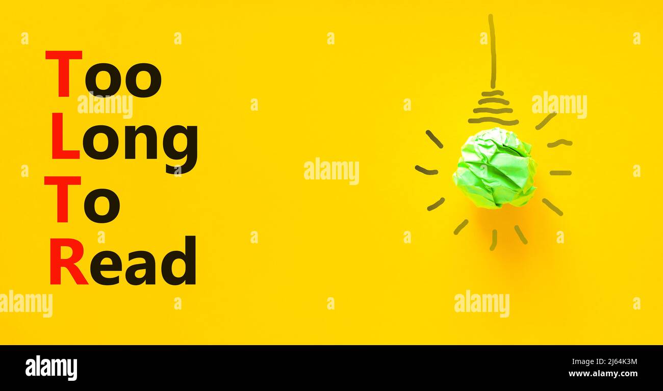 TLTR too long to read symbol. Concept words TLTR too long to read on ...