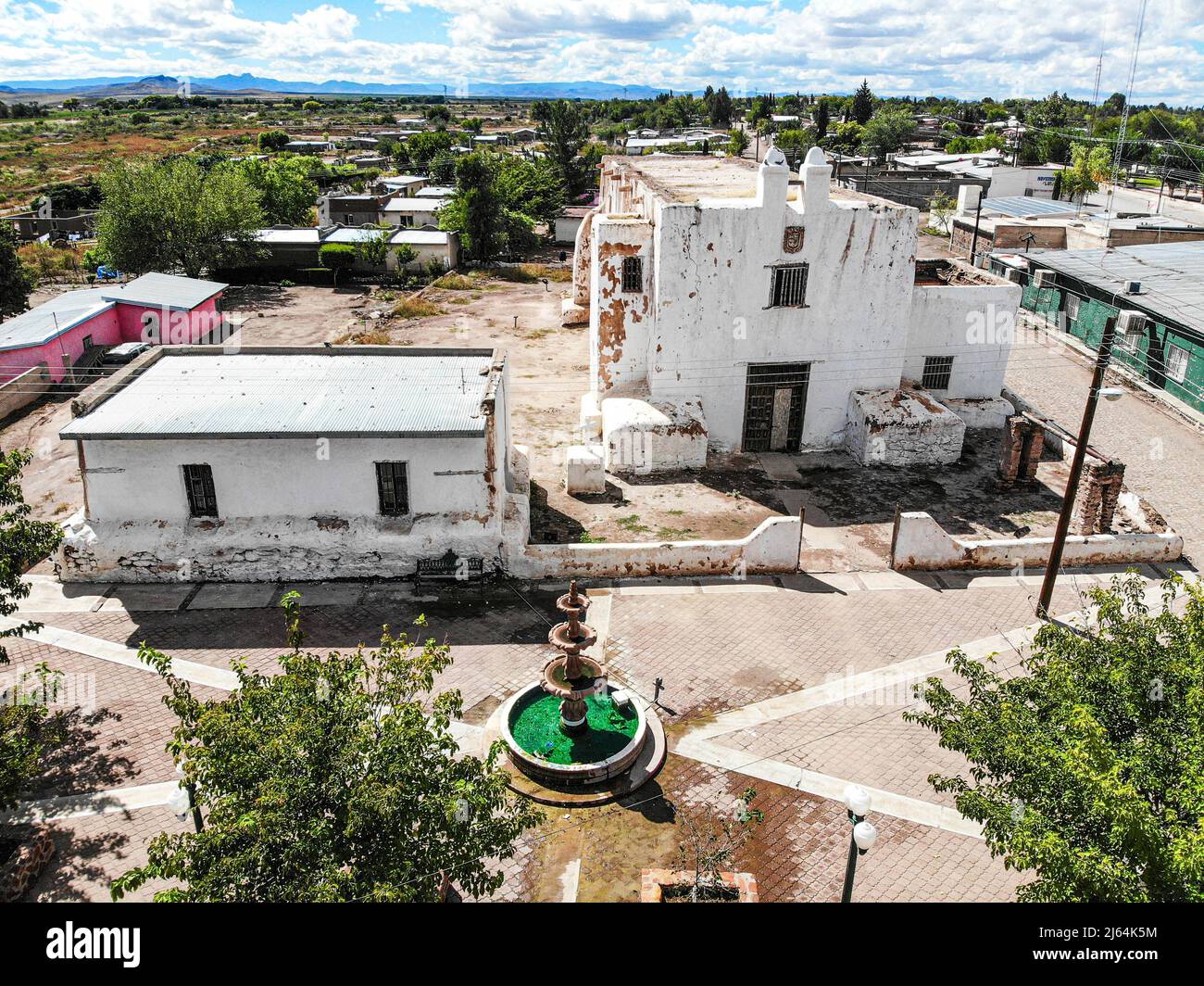Aerial view of the mission of Nuestra Señora de la Soledad de los Janos ...