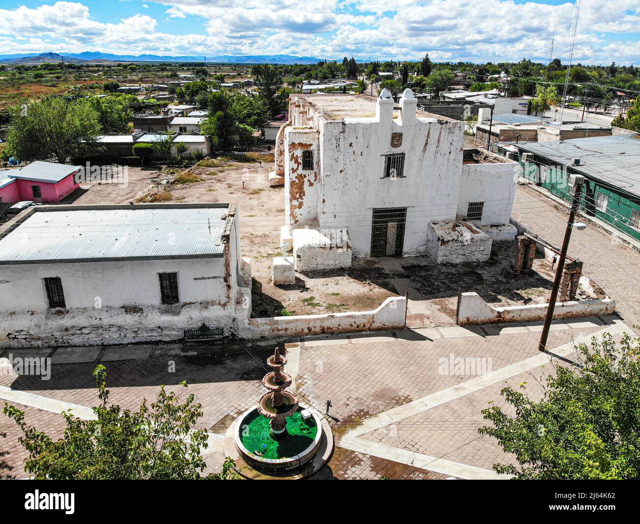 Aerial view of the mission of Nuestra Señora de la Soledad de los Janos ...