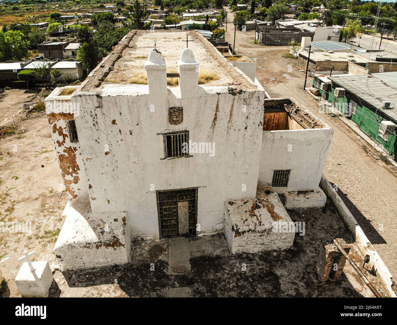 Aerial view of the mission of Nuestra Señora de la Soledad de los Janos ...